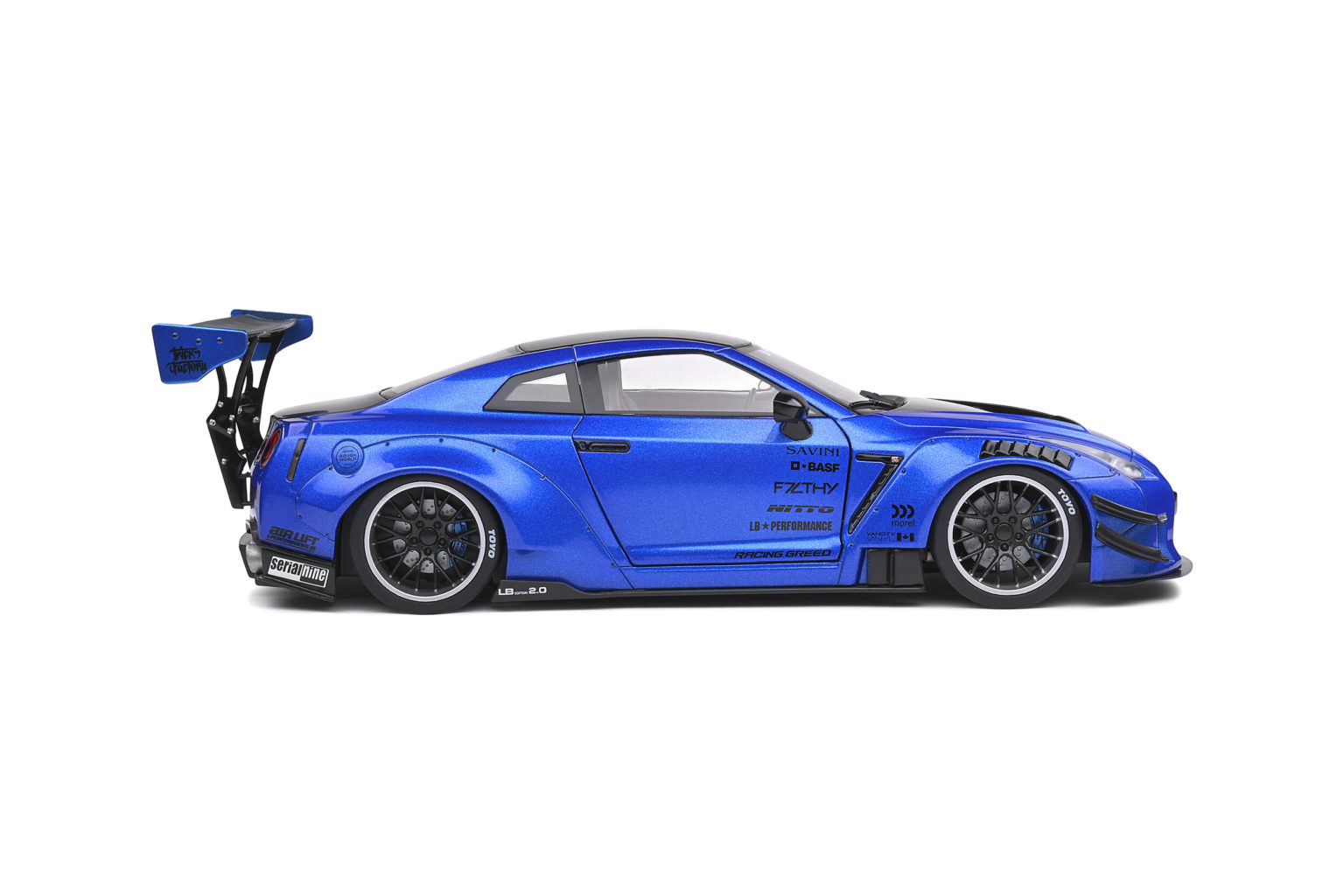 Nissan GTR (R35) Liberty Walk 2020 Blue – Miniaturas