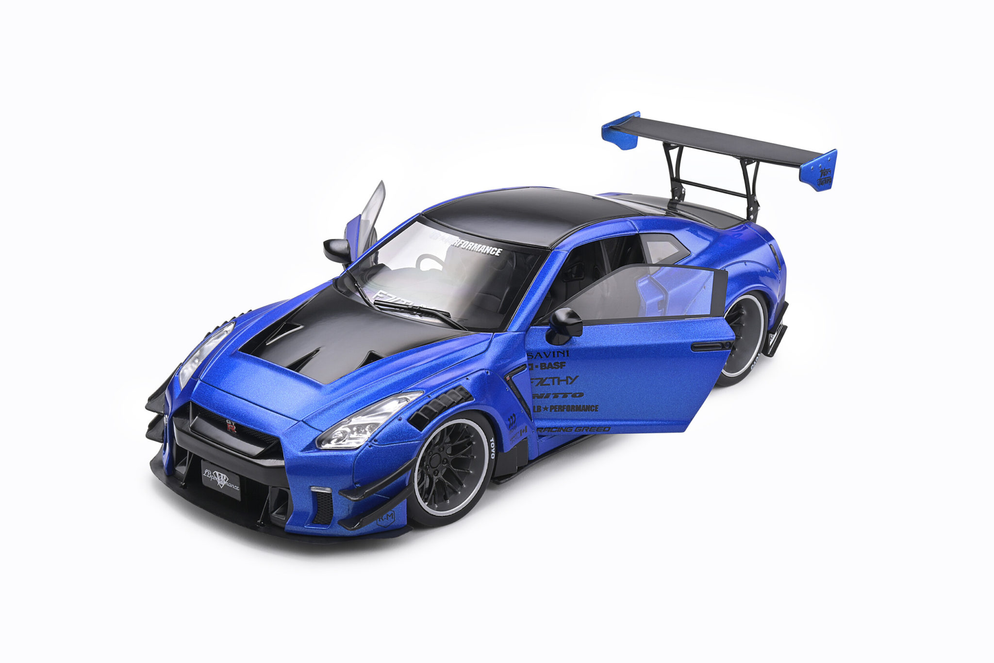 Nissan GTR (R35) Liberty Walk 2020 Blue – Miniaturas